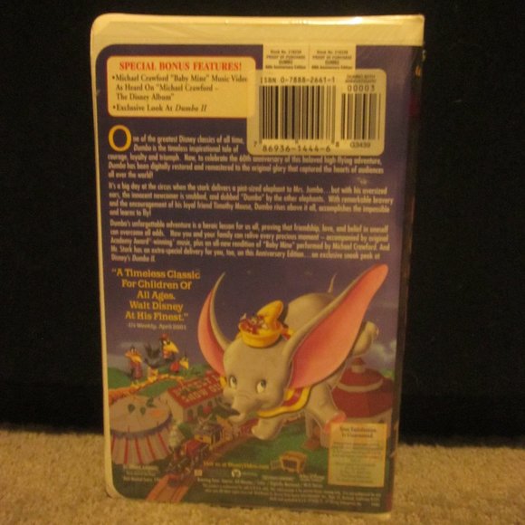 Disney | Other | Walt Disneys Dumbo 6th Anniversary Edition Vhs Clam ...